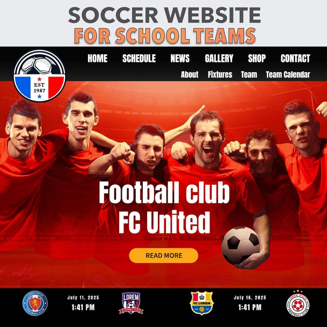 Soccer, Football Team Canva Website Template Personalized Sport Team ...