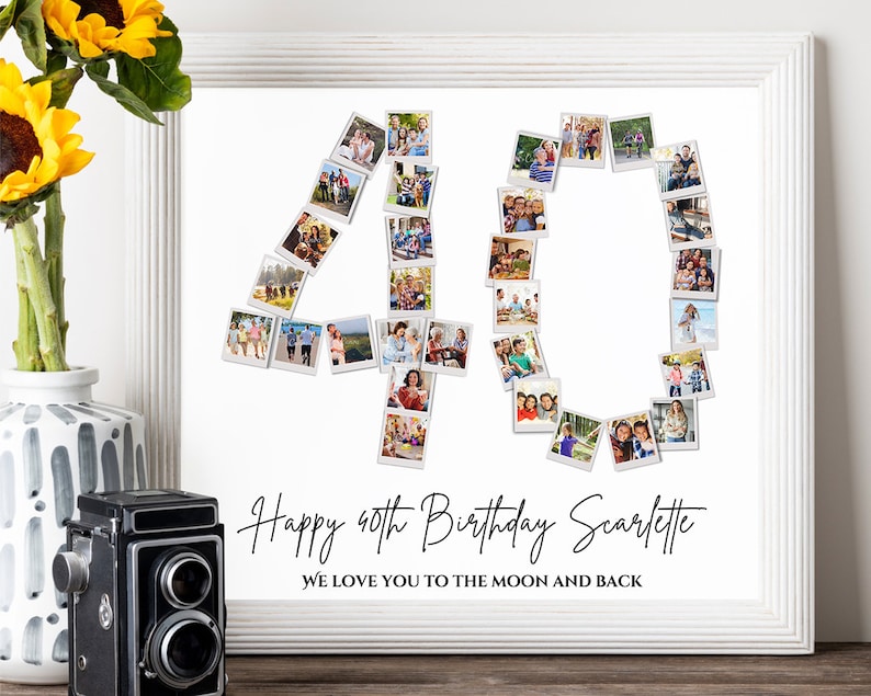 40th Birthday Photo Collage Template, Personalized 40th Birthday Gift ...