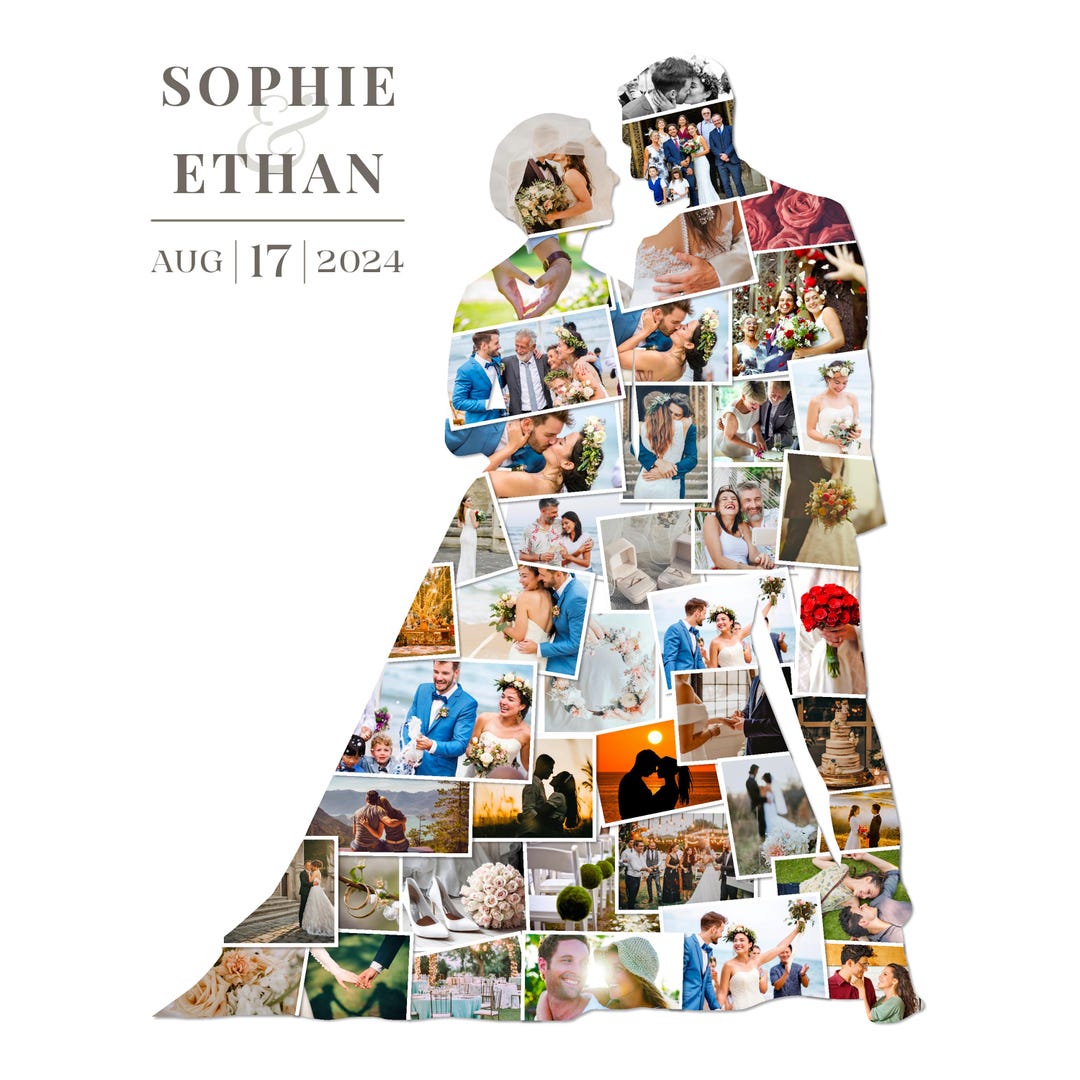 Wedding Couple Photo Collage, Couple Photo Template, Gift for Couples ...