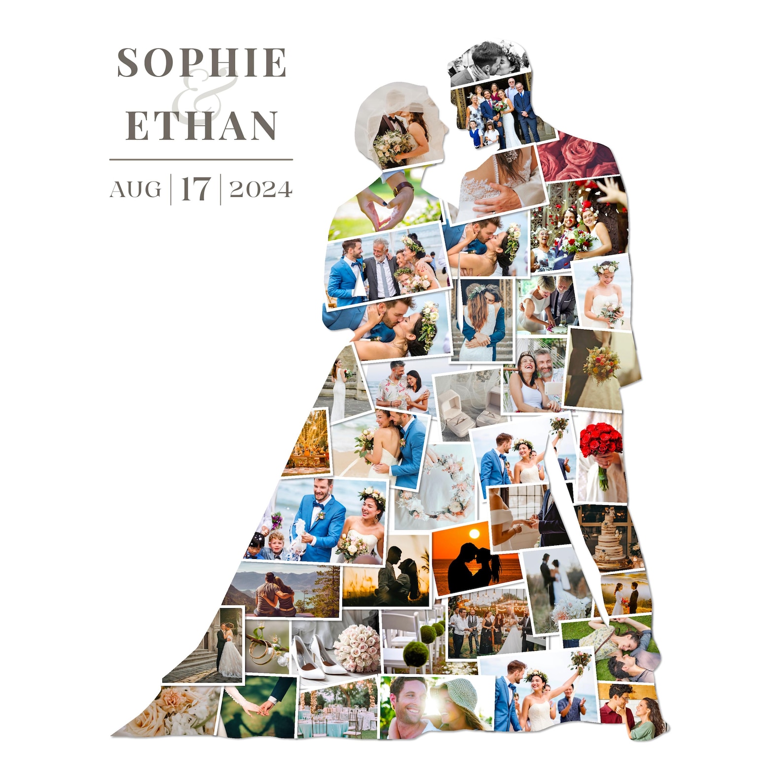 Wedding Couple Photo Collage, Couple Photo Template, Gift for Couples ...