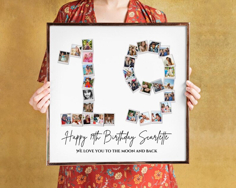 19th Birthday Photo Collage, 19th Birthday Gift, Birthday Number 19 ...