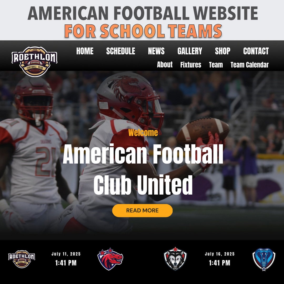 American Football Team Website Template: Canva One-page Design (digital ...