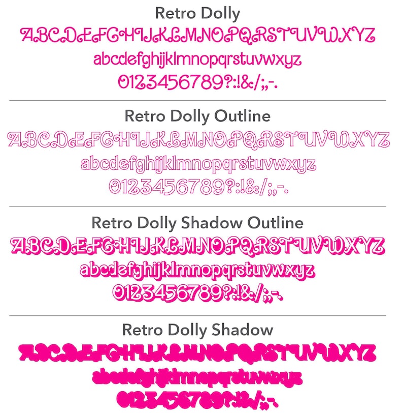 Retro Dolly Font Family: Classic Fonts - Regular, Outline, Shadow ...