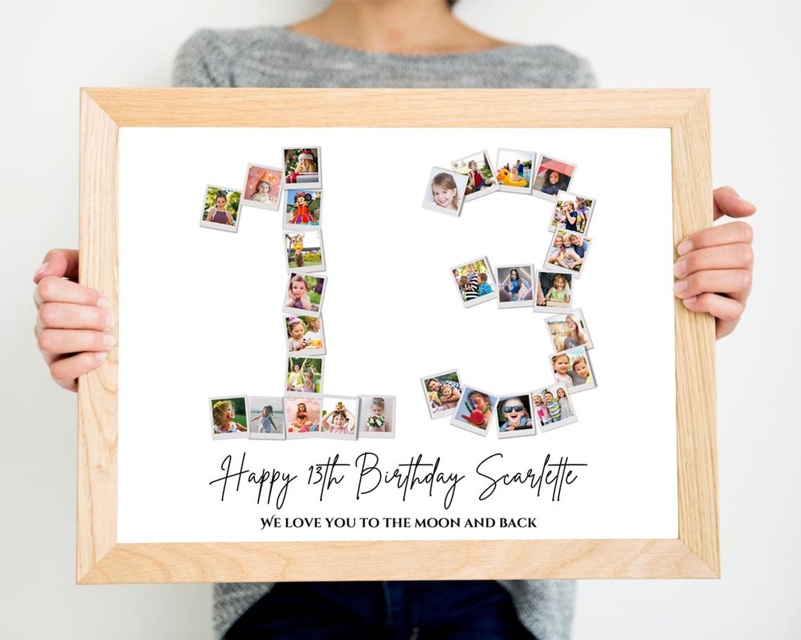 13th Birthday Photo Collage Template: Printable Number 13 (digital ...