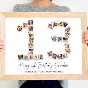 13th Birthday Photo Collage Template: Printable Number 13 (digital ...