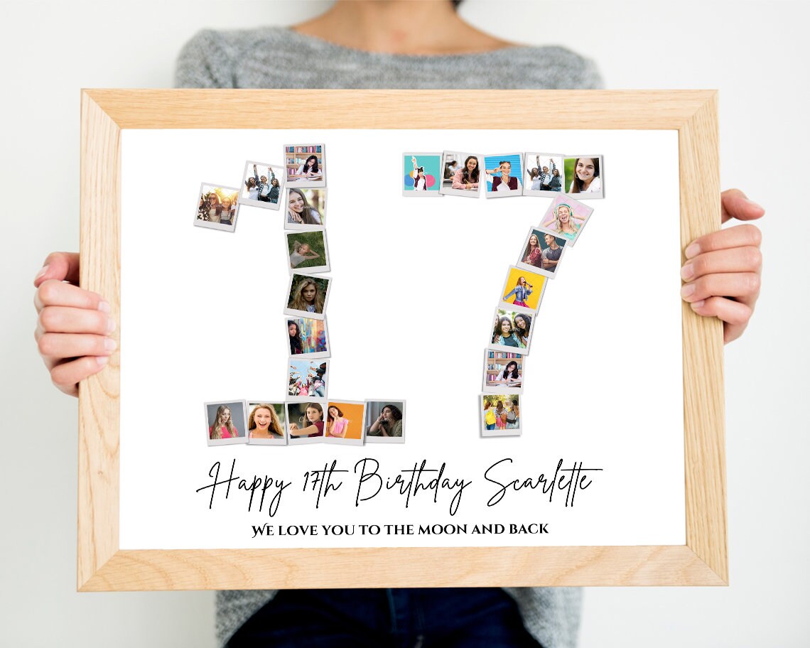 17th Birthday Photo Collage Template: Customizable Number Design (digital Download) - Etsy