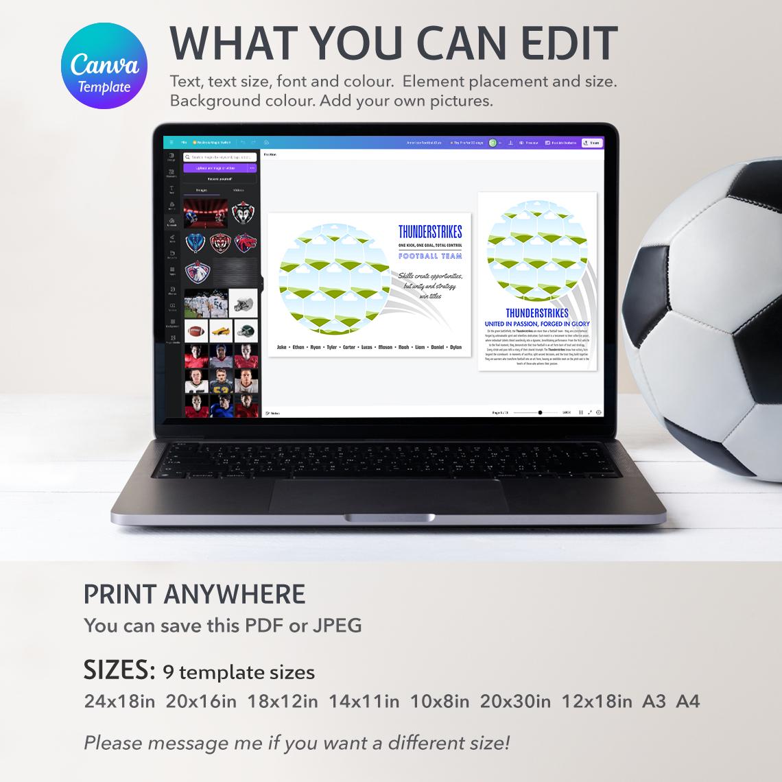 EDITABLE Soccer Ball Photo Collage Frame. Soccer Picture Template ...