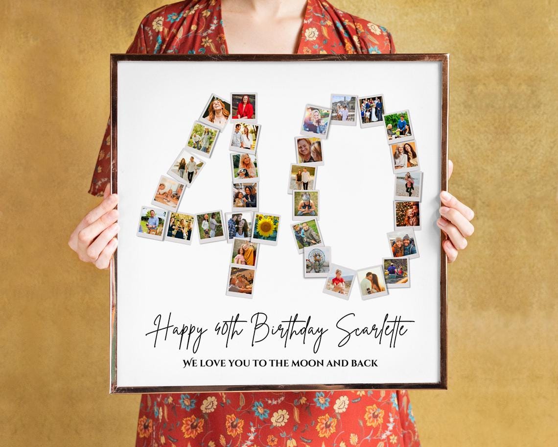 40th Birthday Photo Collage Template, Personalized 40th Birthday Gift ...