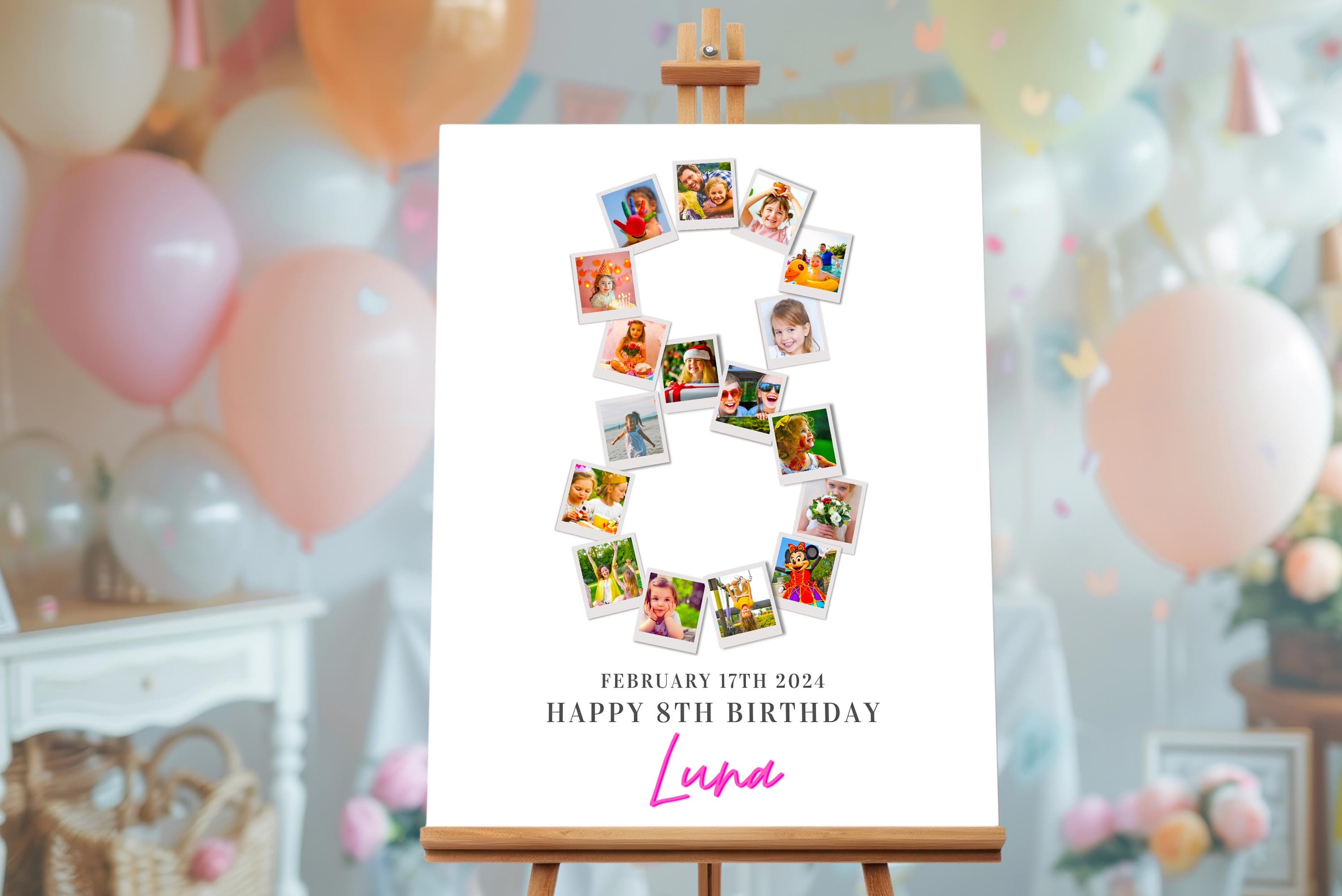 8th Birthday Photo Collage Template: Editable Number 8 Poster (digital ...
