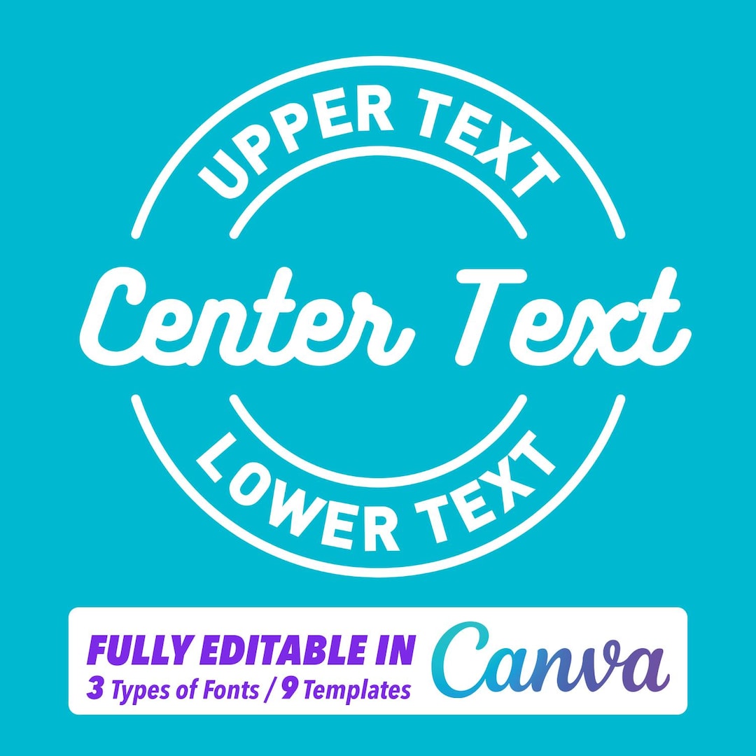 8 Double Circle Text Typographic Design, Upper Lower Center, Retro ...
