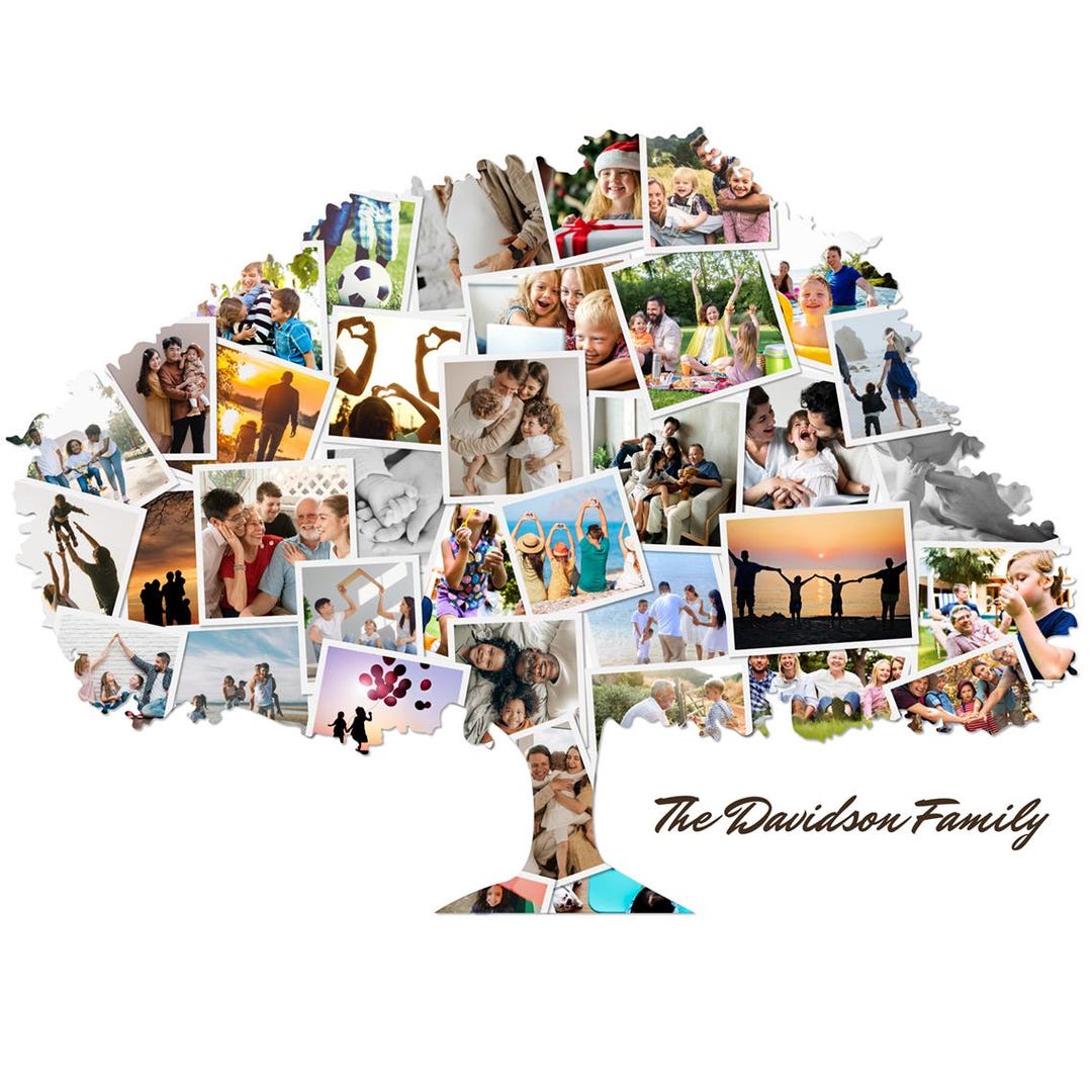 Big Family Tree Photo Collage, Birthday Gift Idea, Family Tree Art 2 ...