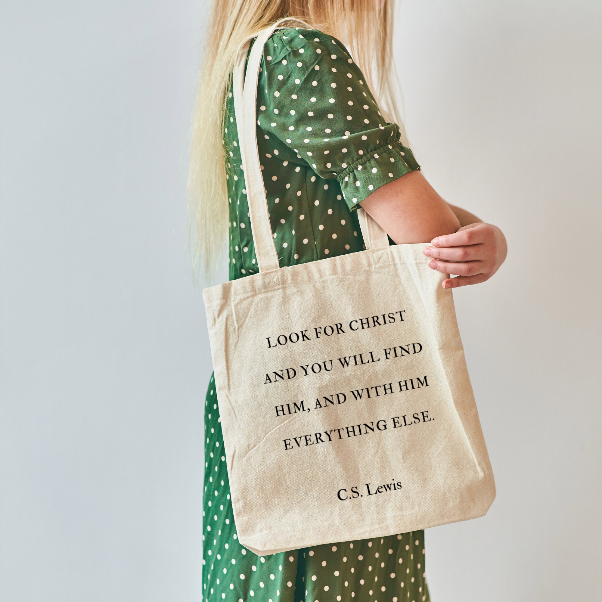 C.s.lewis Jesus Tote Bag, Christian Tote Bag, Tote Bag With Pockets ...