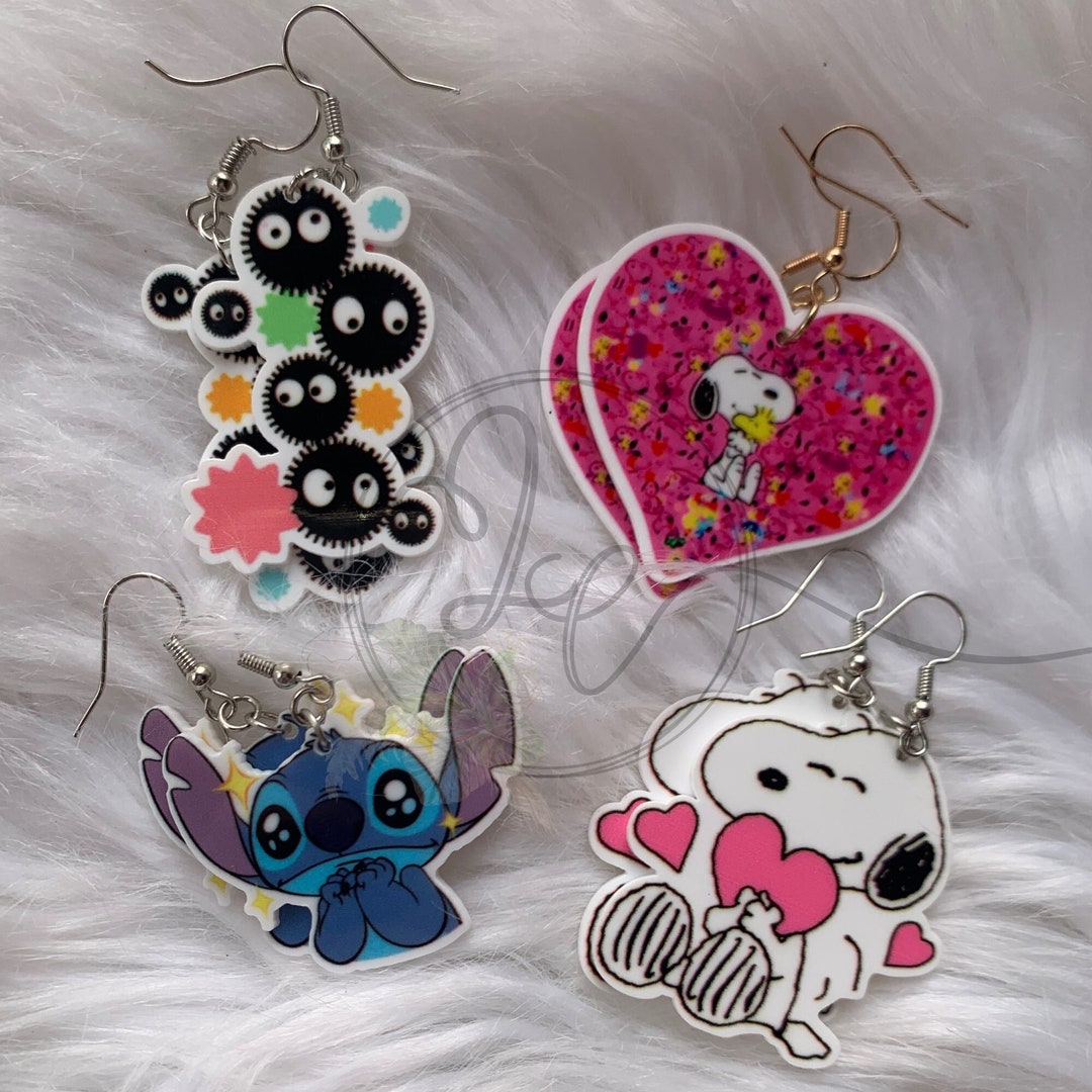 Snoopy Soot Sprite Teacher Gift School Blue Alien Acrylic Earrings ...