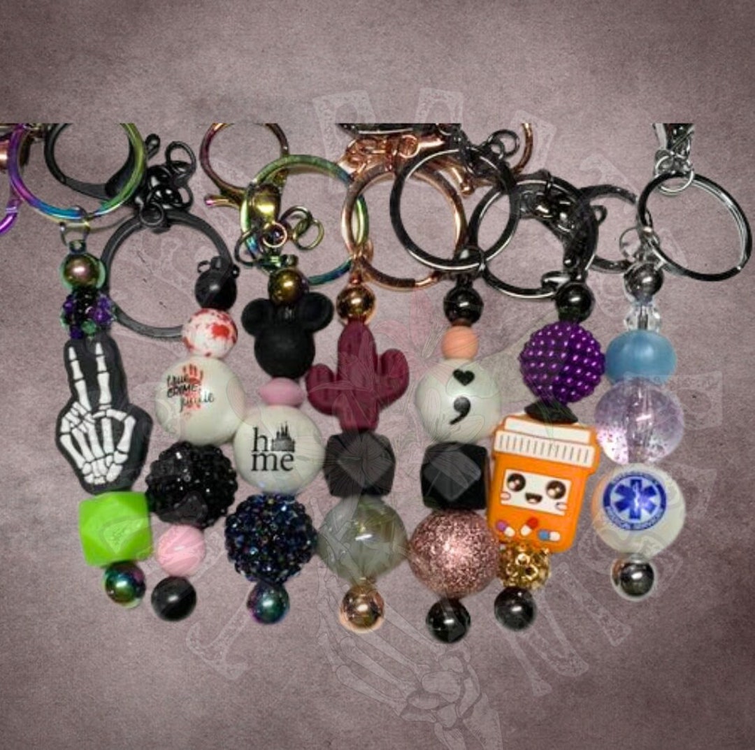 Keychain, Beaded Keychain Bar, Skeleton, Nurse, Gift, Suicide Awareness ...