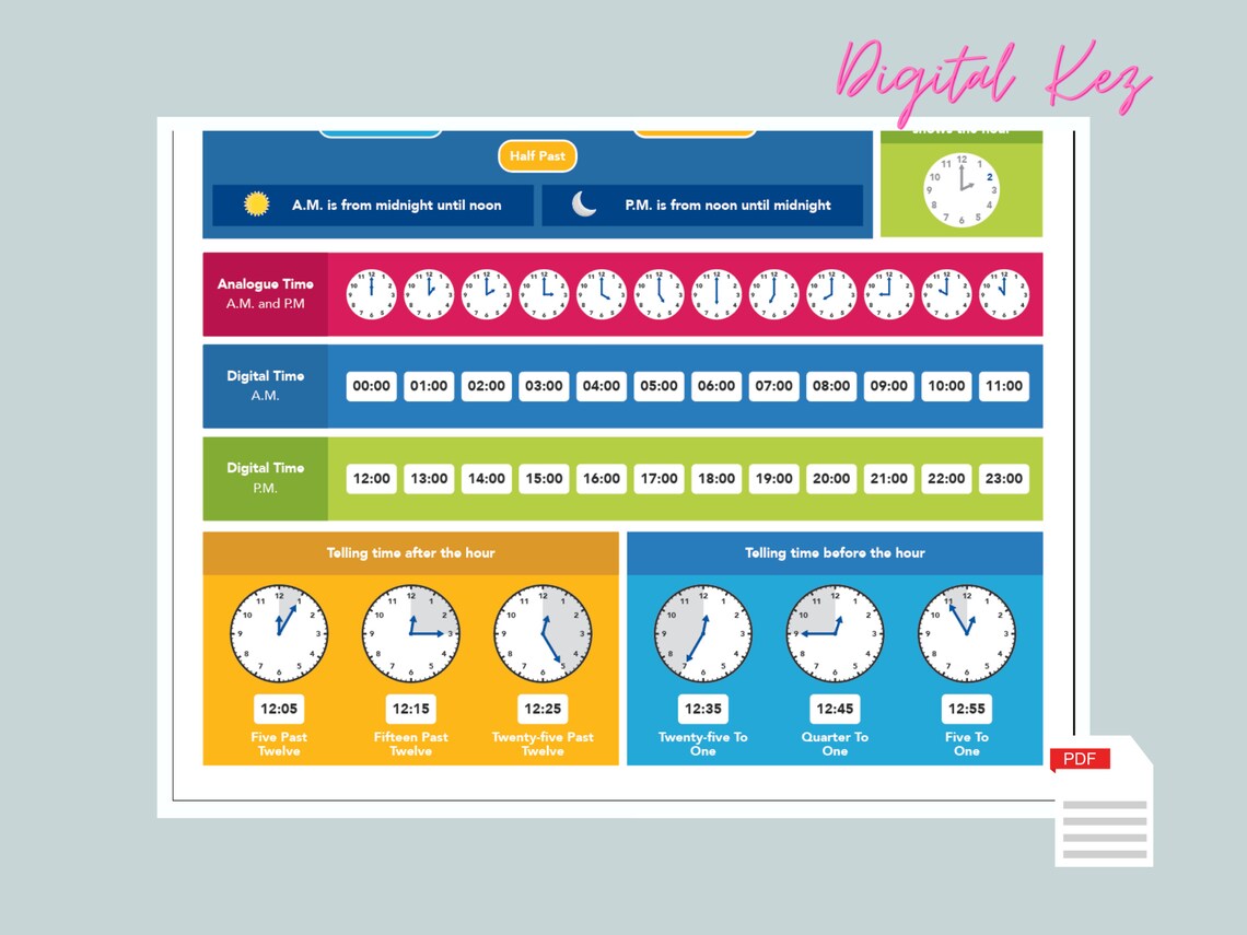 Tell the Time A4 Printout Time Worksheet Telling the Time PDF - Etsy