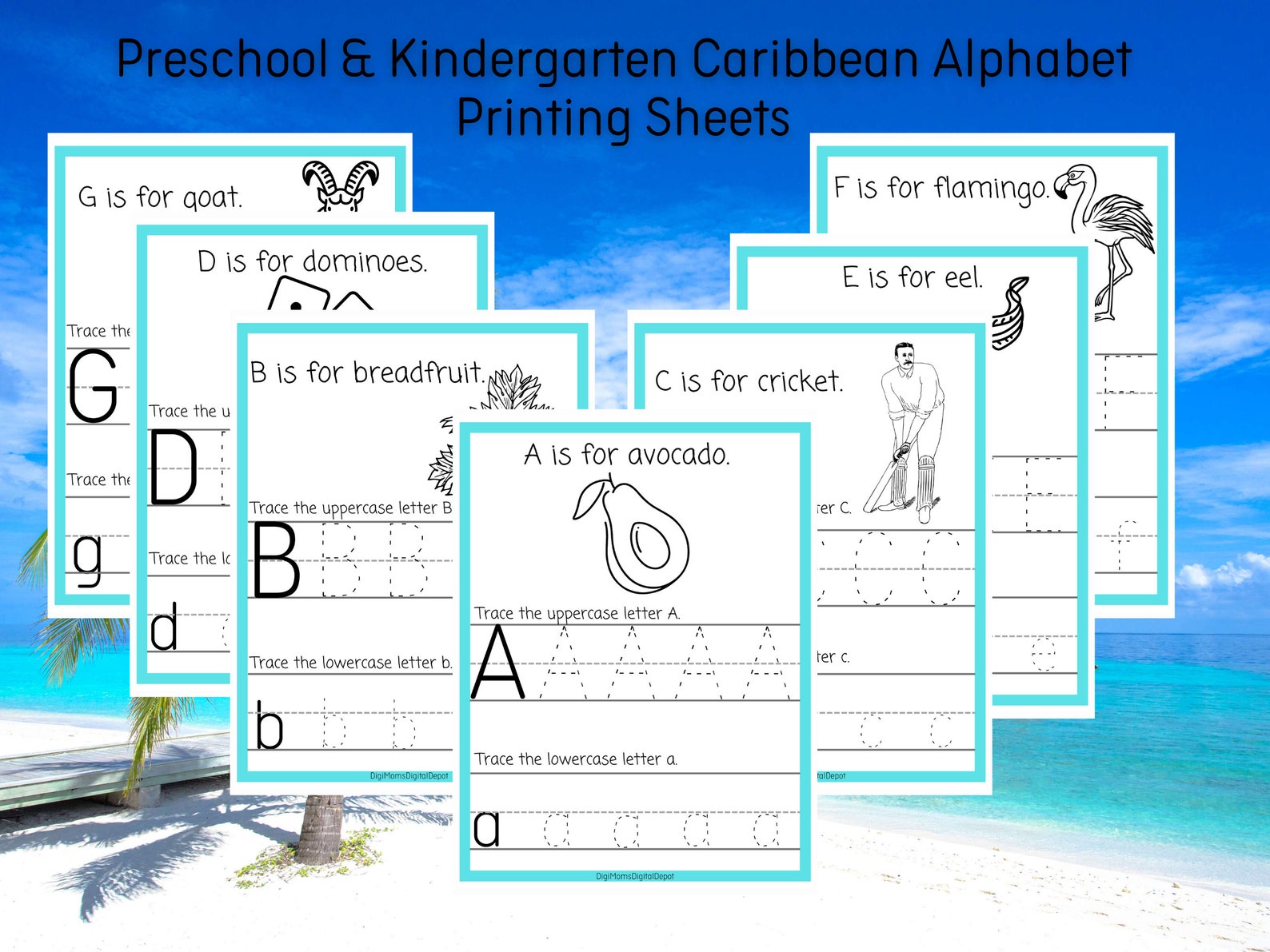 Caribbean, Children Educational, Alphabet A to Z Worksheets, 26 ...