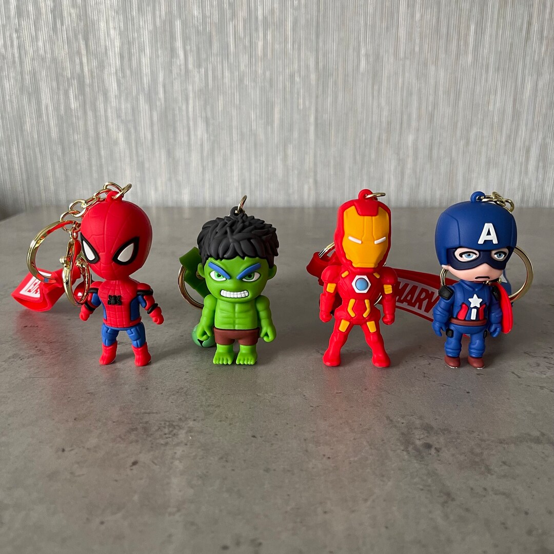 Marvel Characters | 3D Keyring | Spiderman, Hulk, Iron Man & Captain ...
