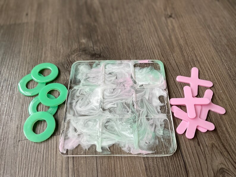 Custom Resin Tic Tac Toe Board With Personalized X's/o's & Swirl Board Game, Custom Tic Tac Toe ...