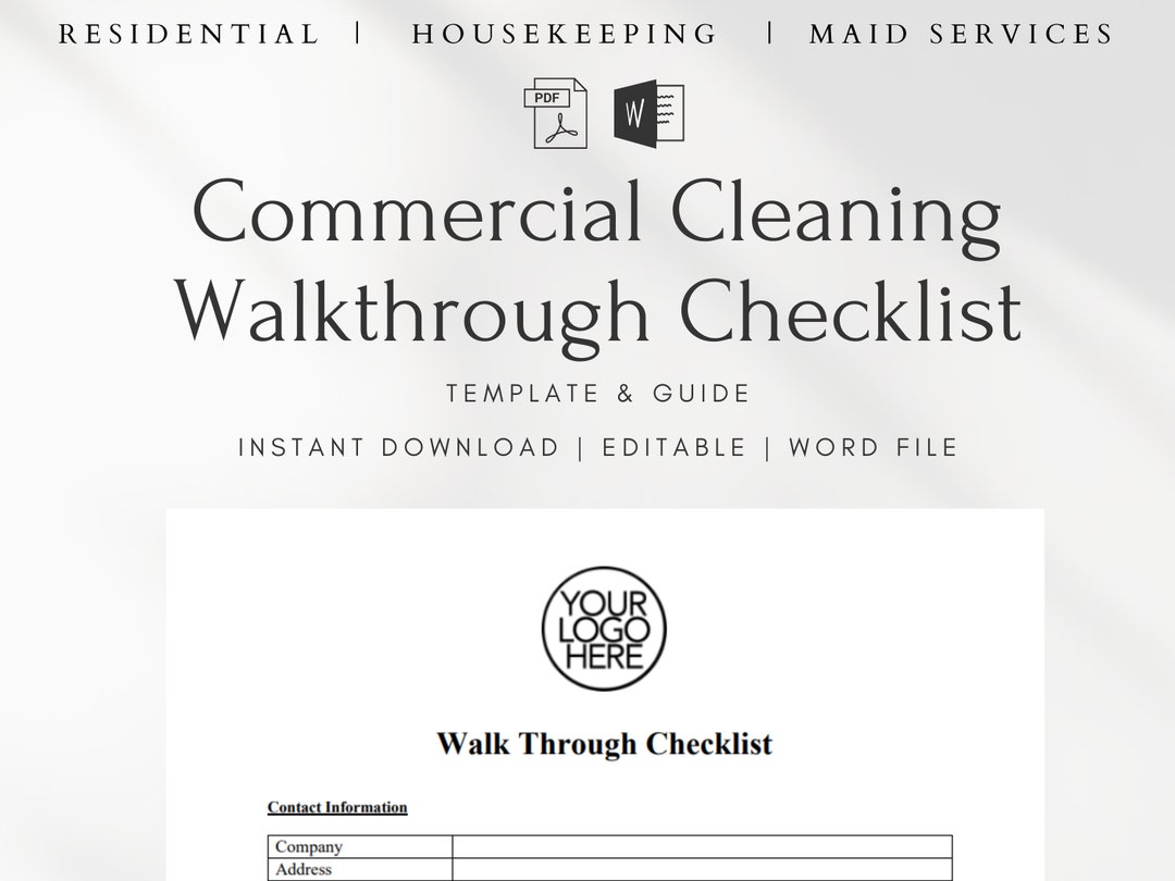 Commercial Cleaning Walkthrough Checklist Template Editable - Etsy Commercial Cleaning Walkthrough Checklist Template Editable - Etsy