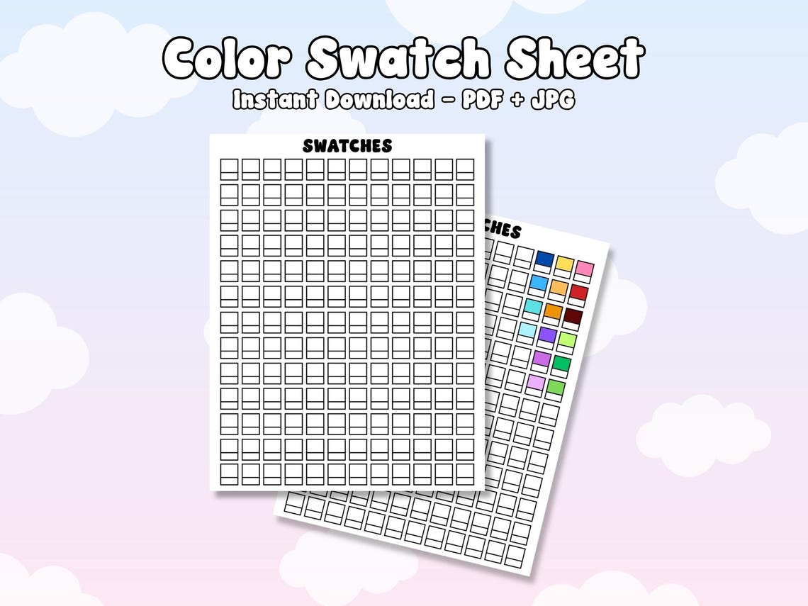 Printable Blank Color Swatch Sheet: Marker Test Chart (PDF & JPG) - Etsy