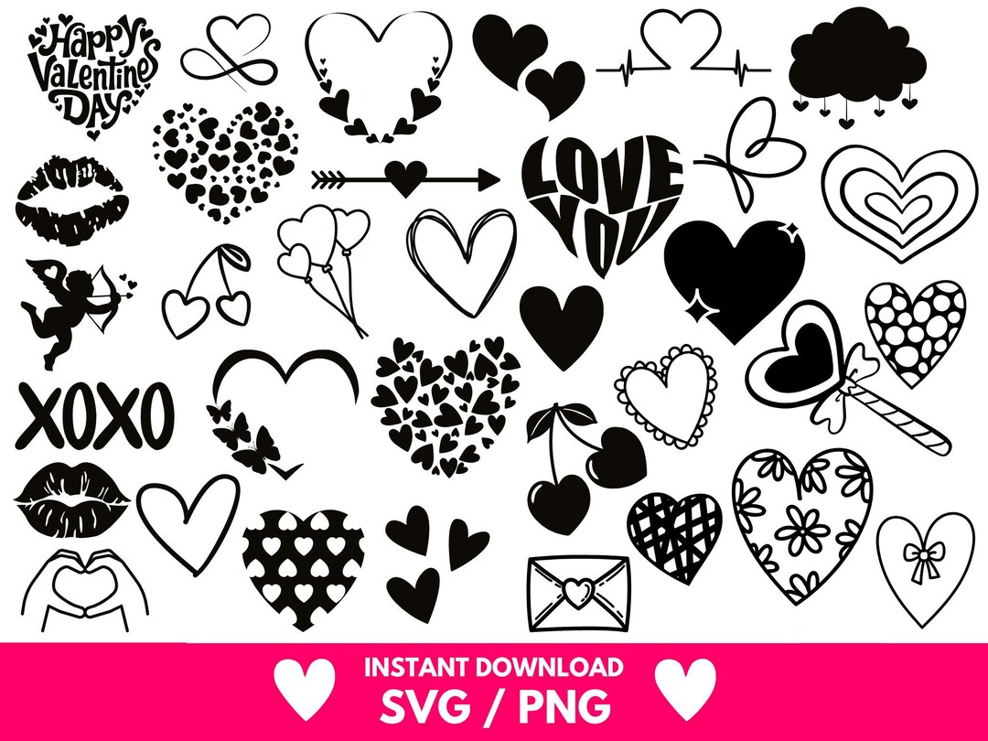 Heart Doodle SVG Bundle: Valentine's Day Clip Art (digital Download) - Etsy
