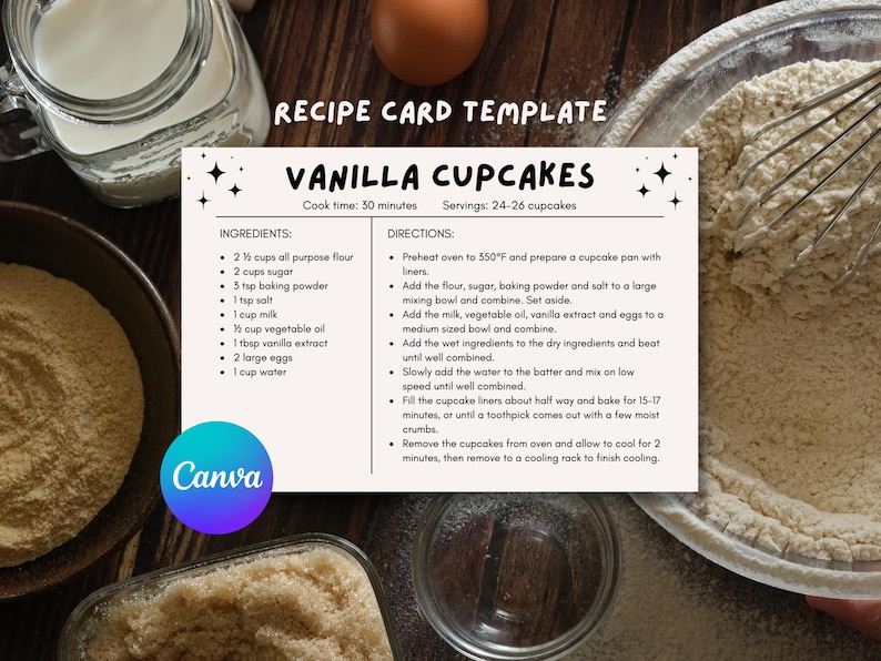 Editable Recipe Card Template, Printable Canva Design (6x4 7x5 A5) - Etsy