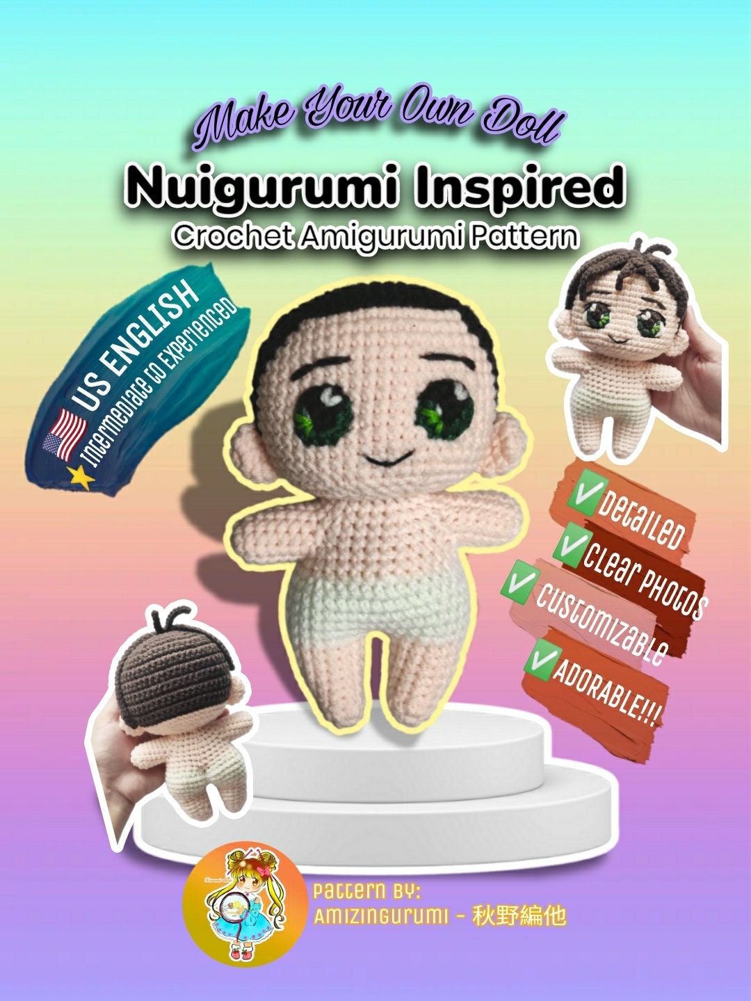 Chibi Doll PATTERN [BASE ONLY] Amigurumi - Nuigurumi Inspired - Etsy