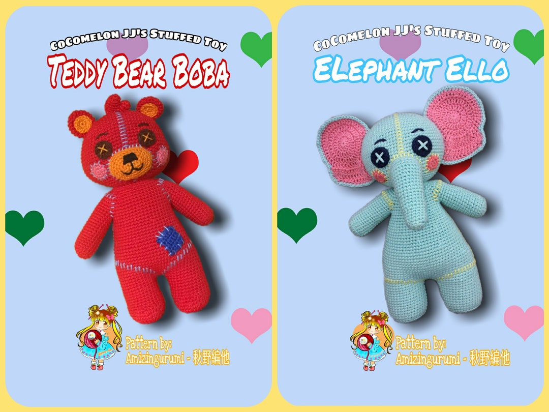 Cocomelon Teddy Red Bear Boba & Blue Elephant Ello digital - Etsy Australia
