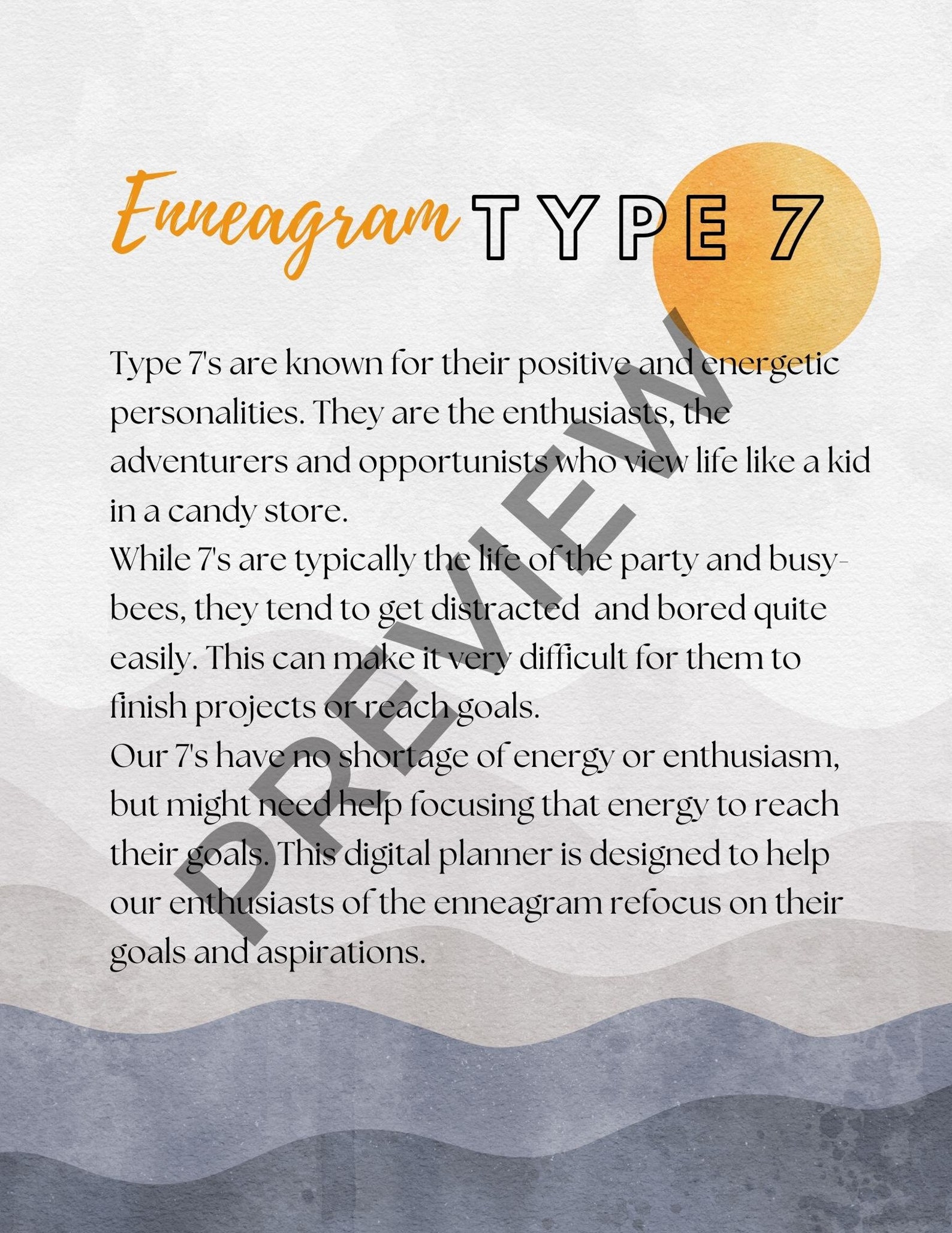 Digital Planner for the Enneagram Type 7 - Etsy