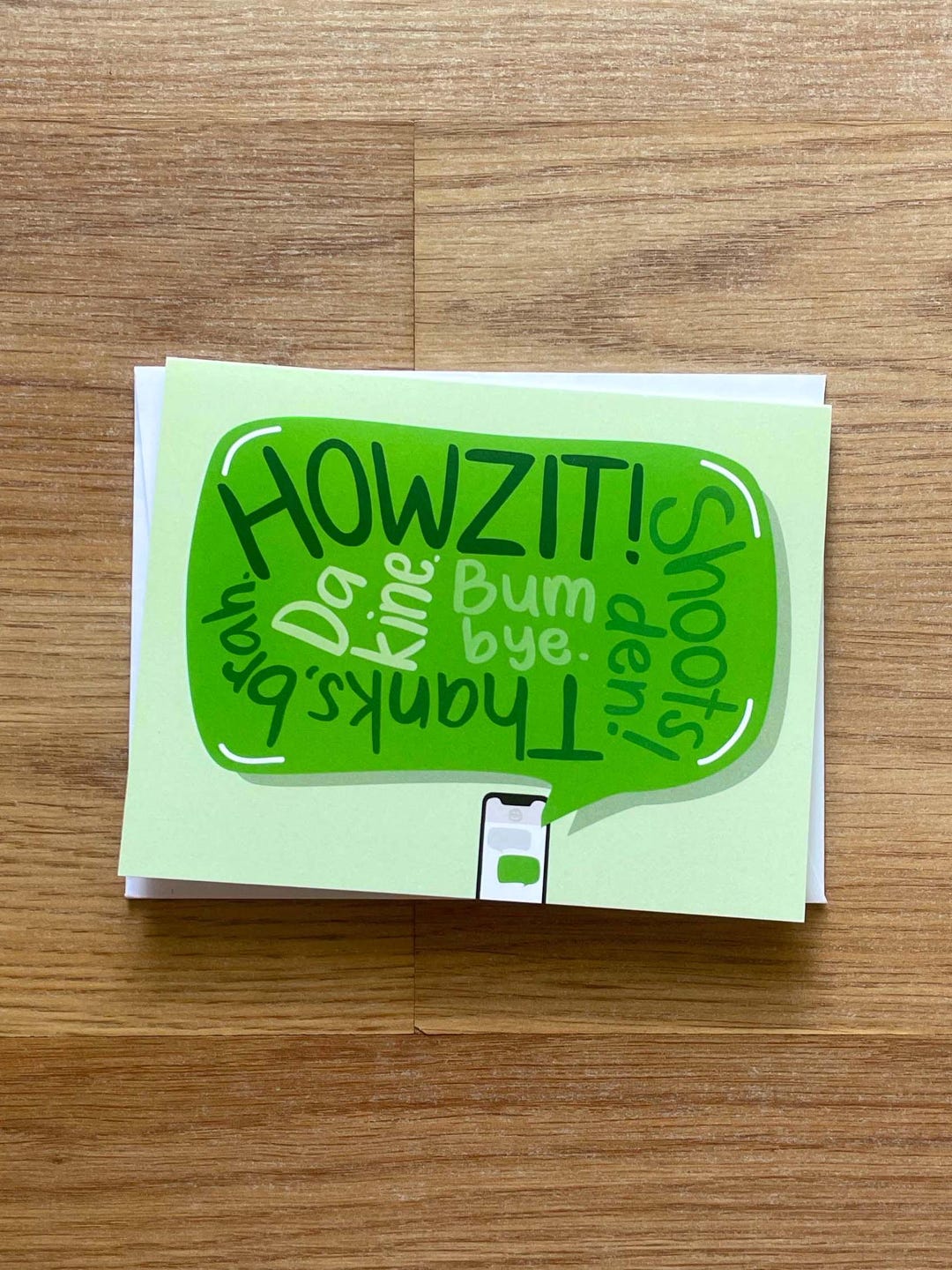 Pidgin Green Text Message Bubble. Hawaii Folded Note Card, Blank Inside ...
