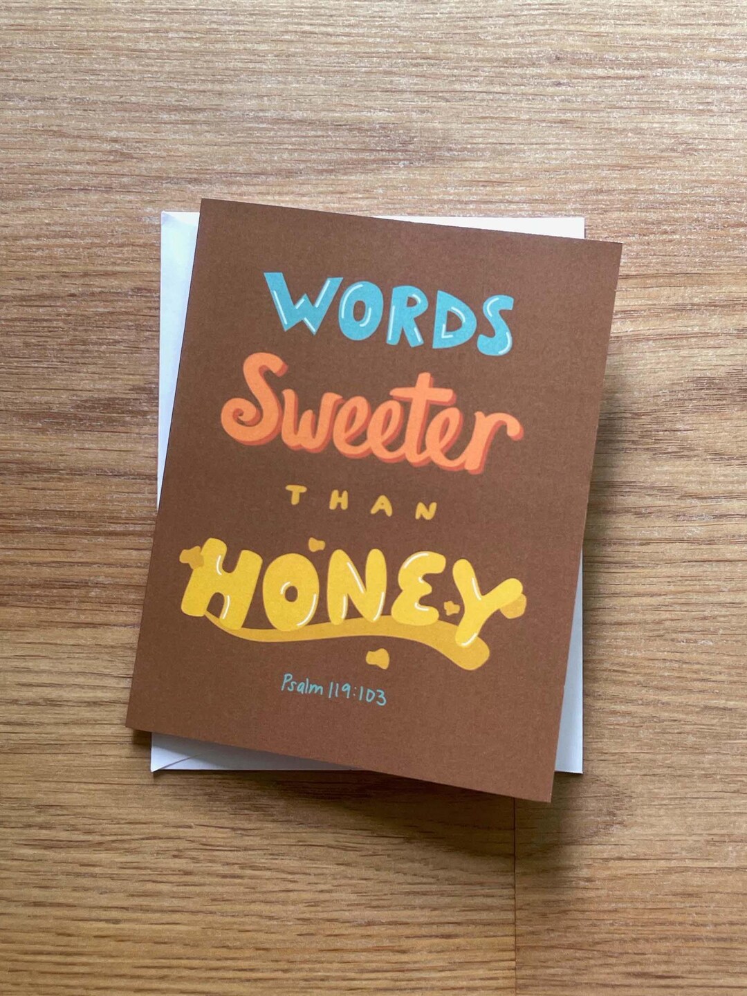 Christian Bible Verse, Folded Note Card, Blank Inside. Words Sweeter ...