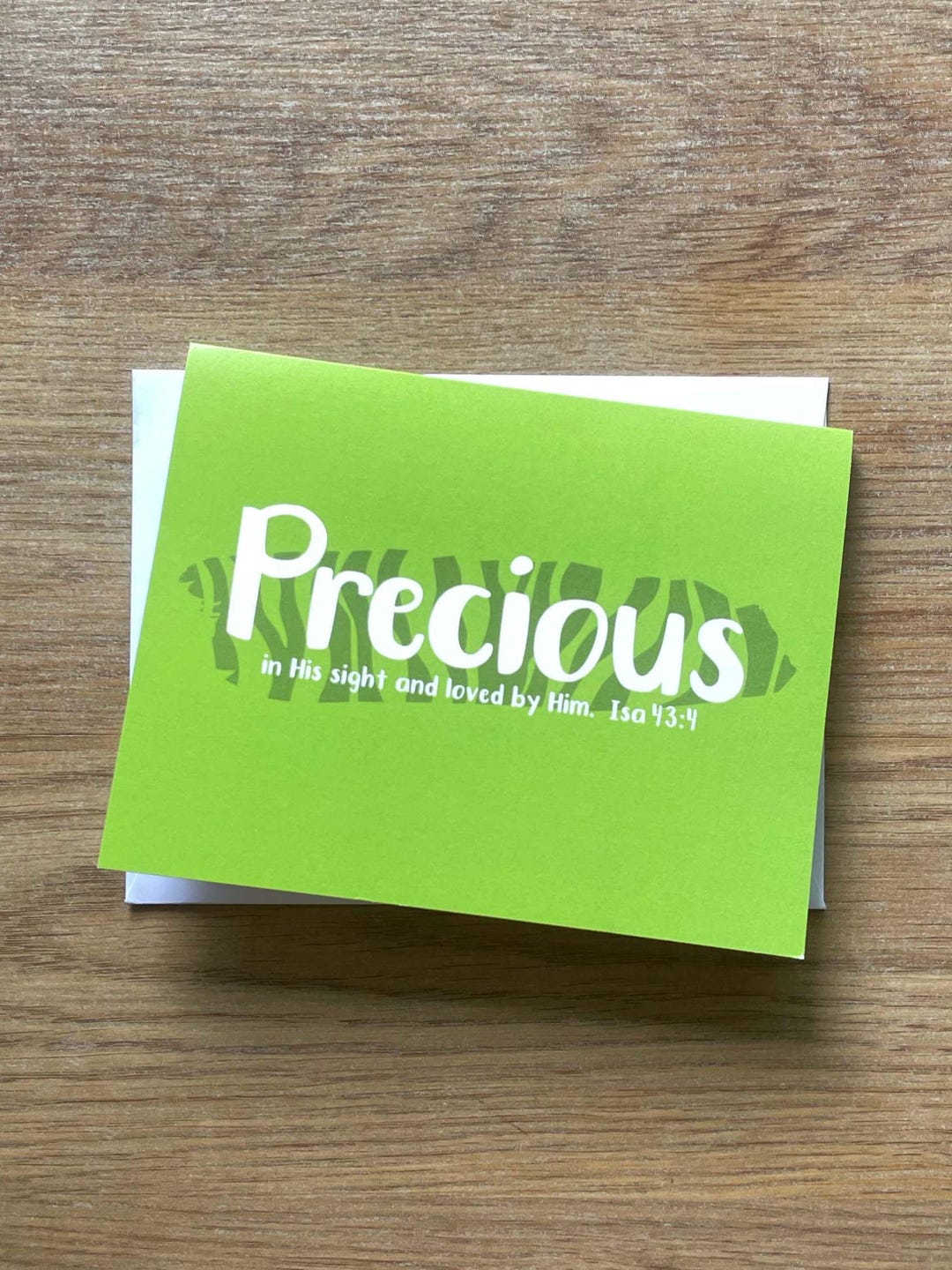 Precious Christian Bible Verse, Folded Note Card, Blank Inside. Lime ...