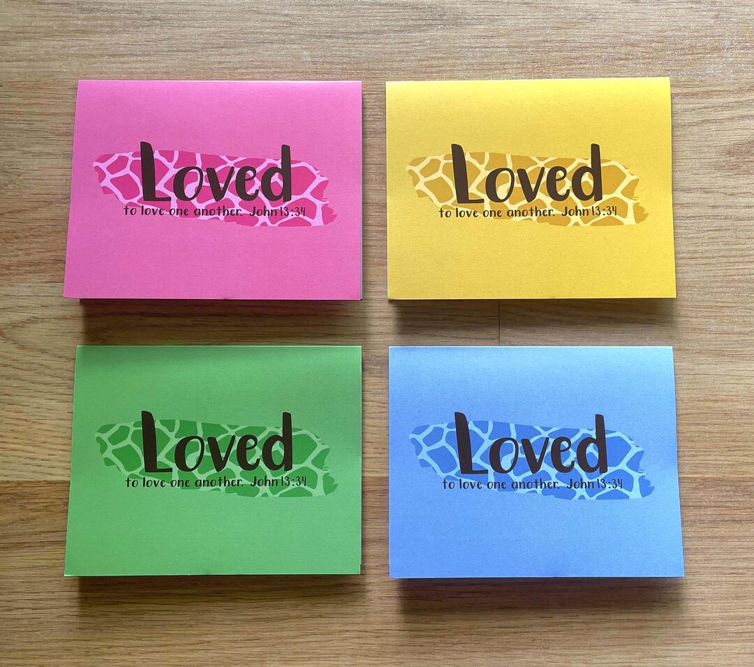 Loved Christian Bible Verse, Folded Note Cards, Set of 4, Blank Inside ...