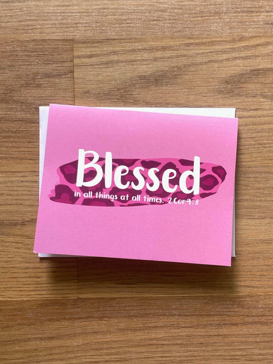 Blessed Christian Bible Verse, Folded Note Card, Blank Inside. Pink ...