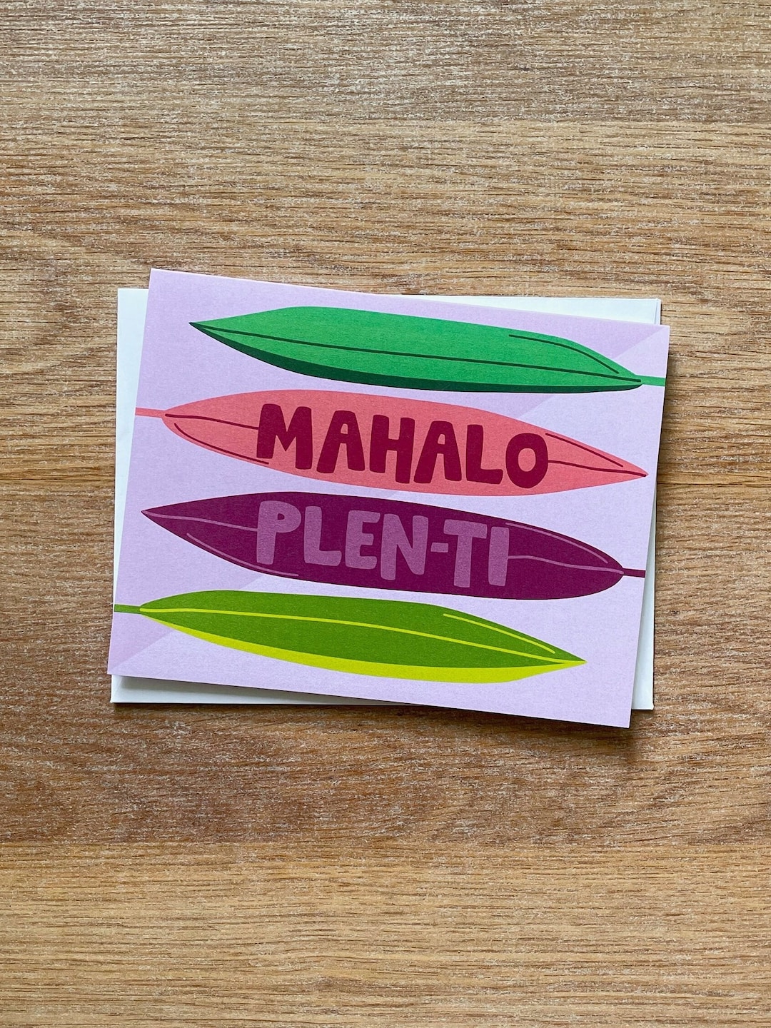 Hawaii Thank You Folded Note Card, Blank Inside. Mahalo Plen-ti, Purple ...