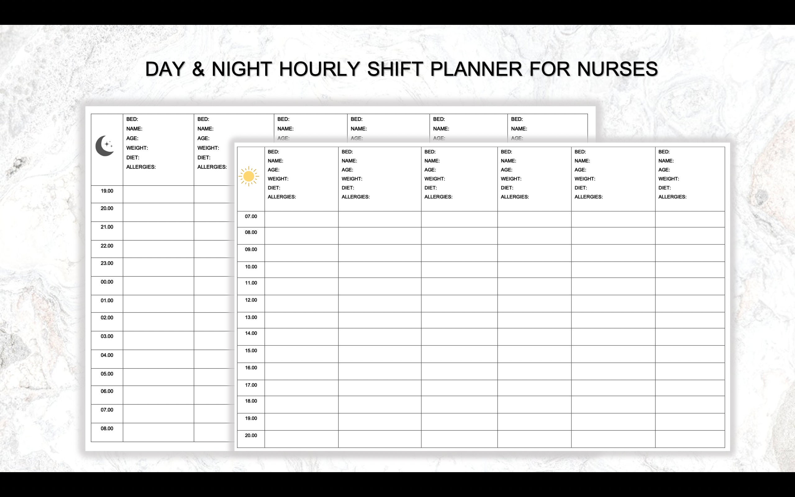 Nursing Day & Night 12 Hourly Shift Planner - Etsy