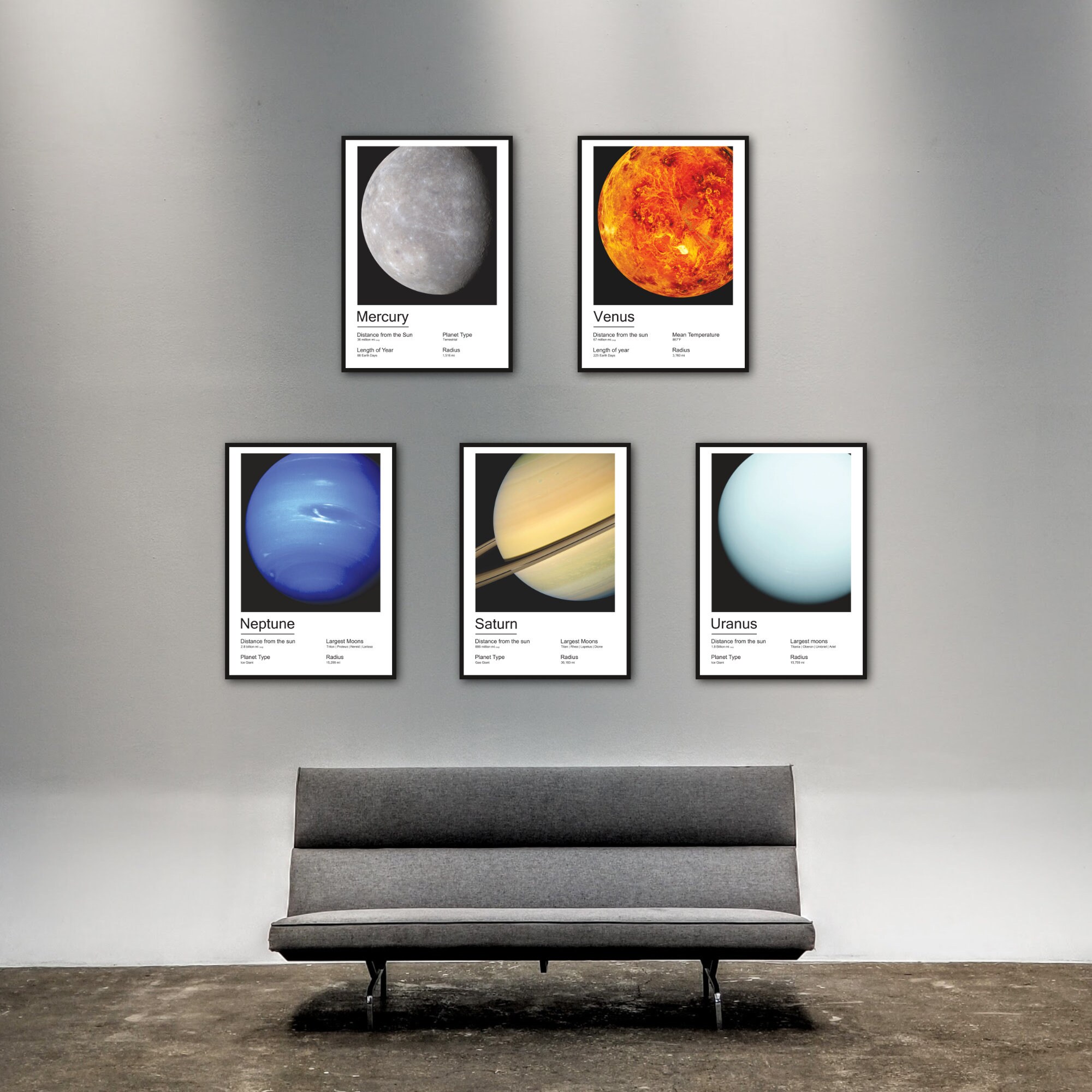 NASA Solar System, Planets, Moon Poster Set of 11, Space & Science ...