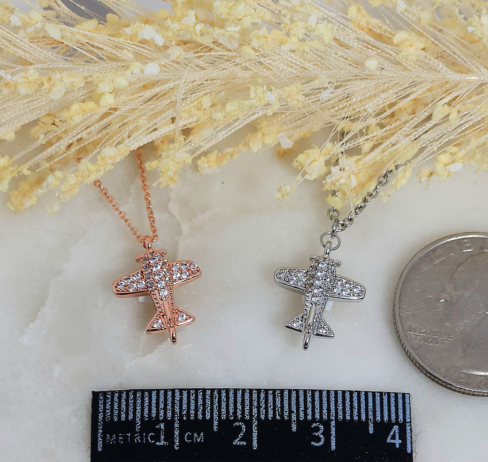 Airplane Necklace, Plane Necklace, Airplane Charm, Rose Gold Plane ...