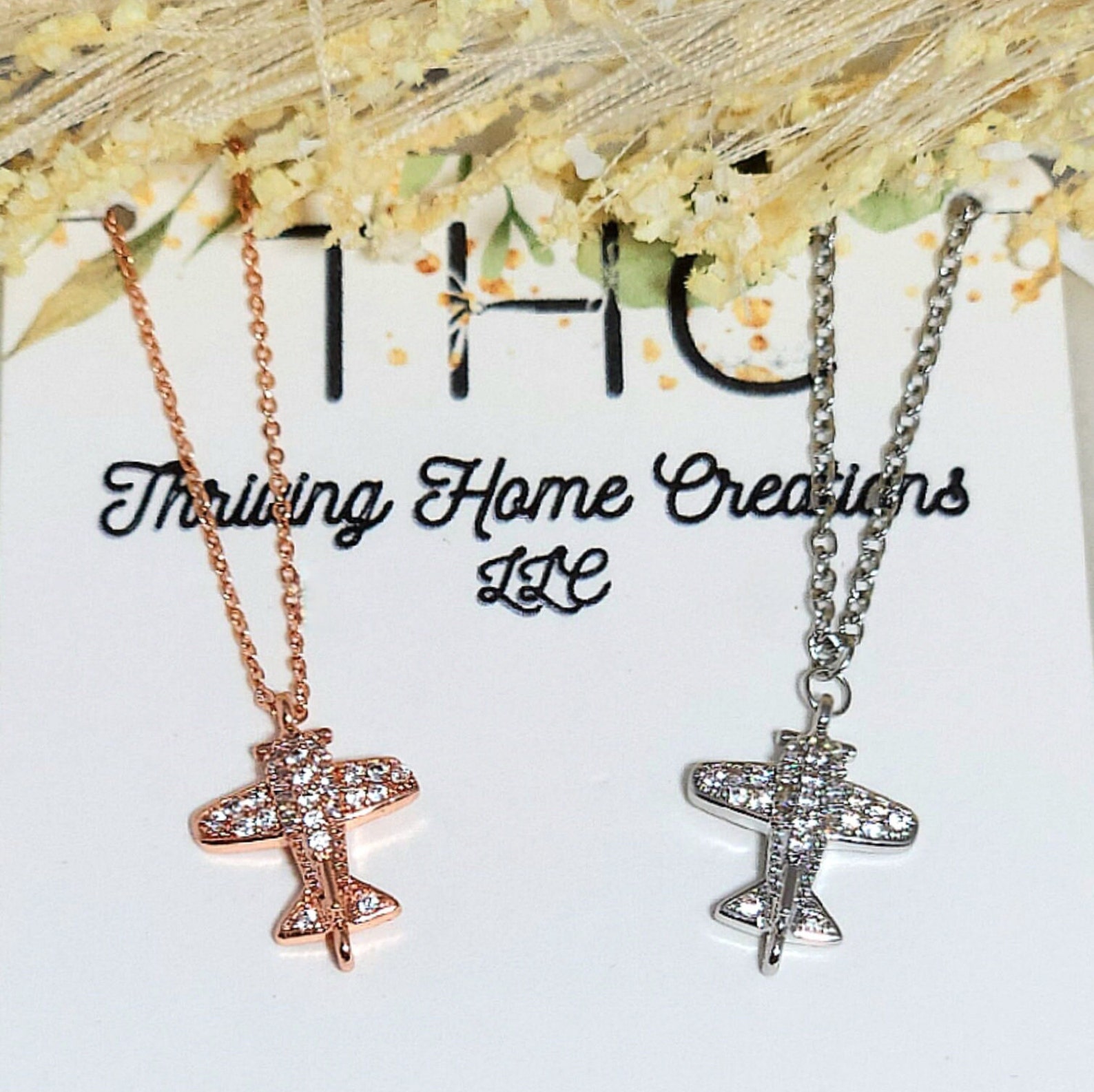 Airplane Necklace, Plane Necklace, Airplane Charm, Rose Gold Plane ...