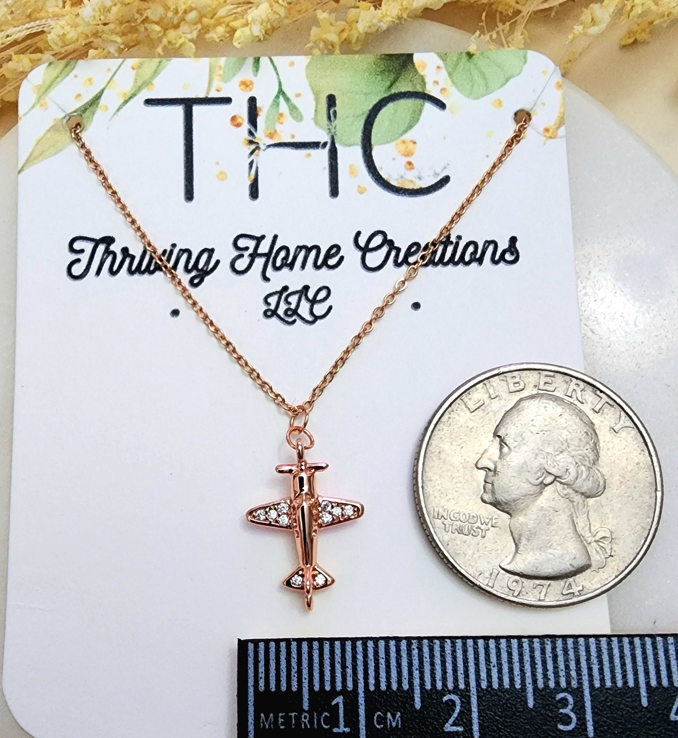 Airplane Necklace, Plane Necklace, Airplane Charm, Rose Gold Plane ...