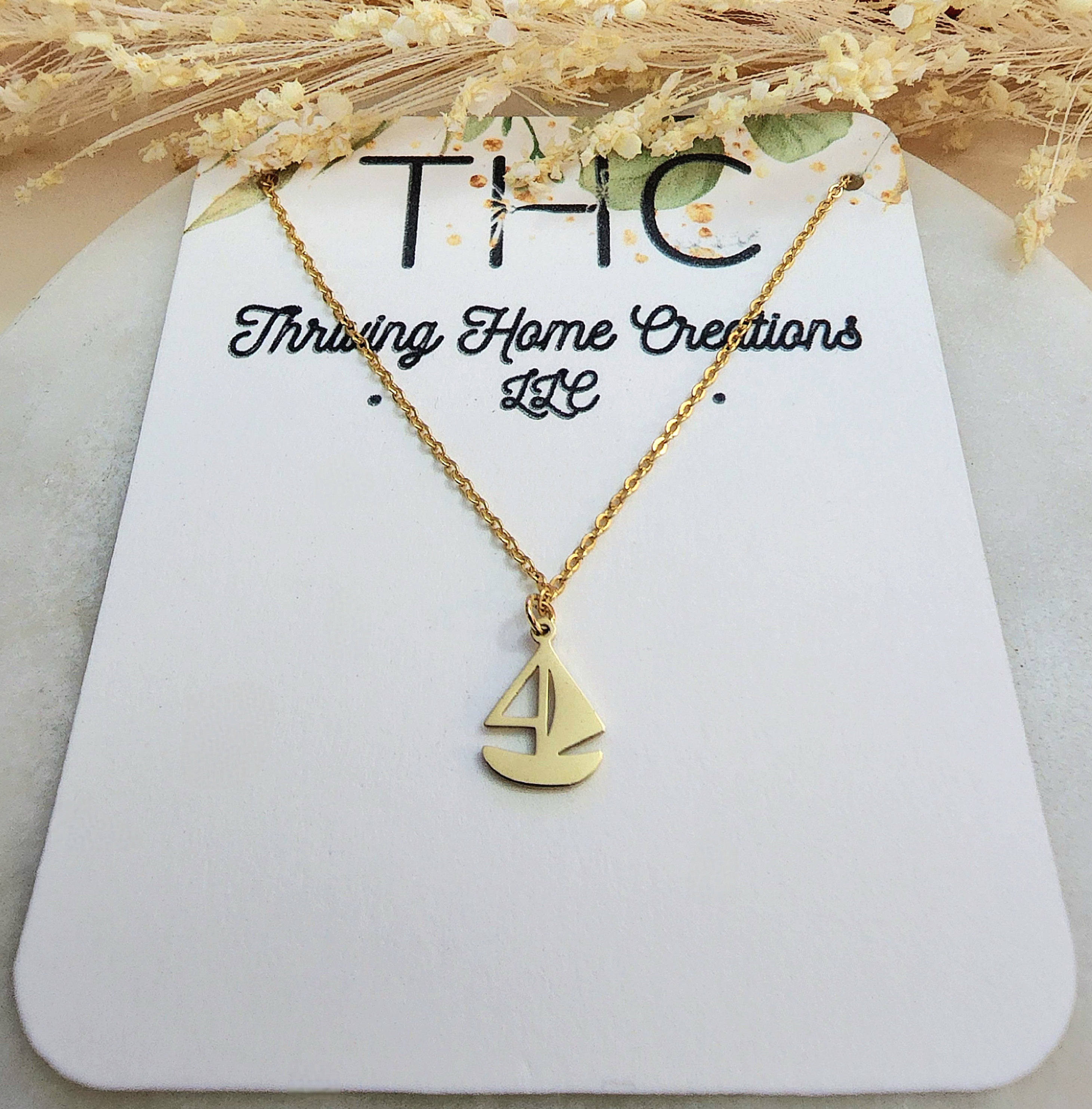 Sailboat Gold Necklace, Gold Boat Necklace, Boat Necklace, Boat Charm ...