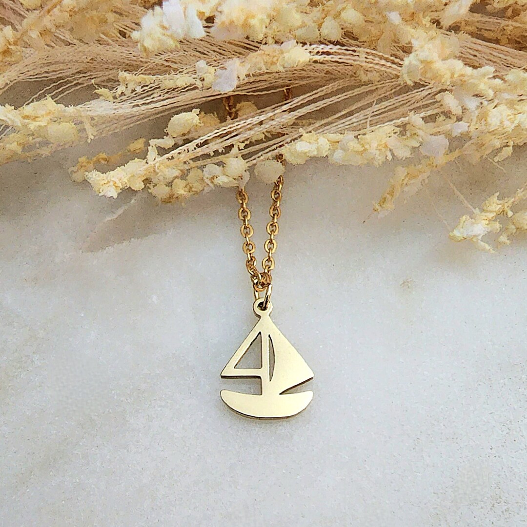 Sailboat Gold Necklace, Gold Boat Necklace, Boat Necklace, Boat Charm ...