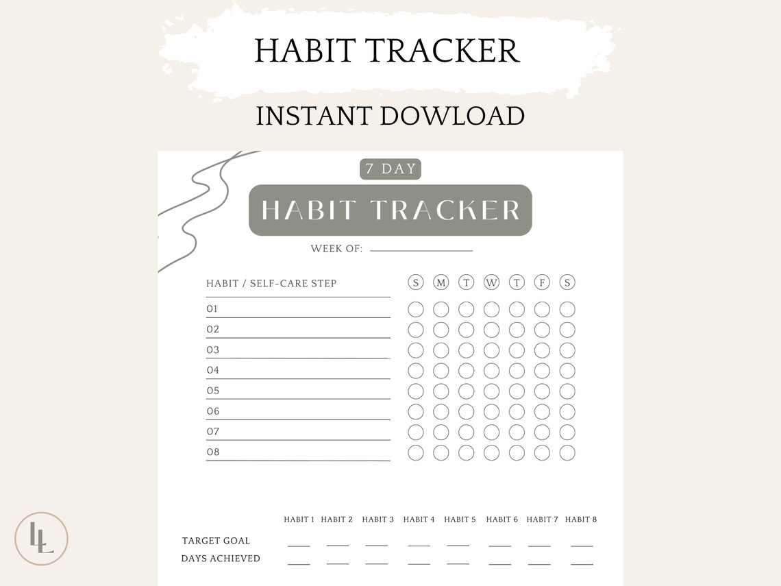 Habit Tracker Printable Template, Habit Tracker Editable Download ...