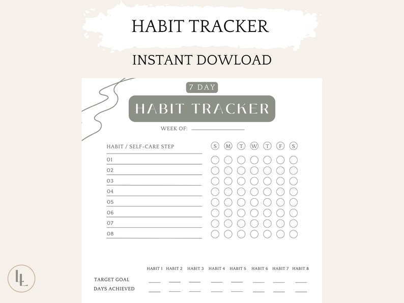 Habit Tracker Printable Template, Habit Tracker Editable Download ...