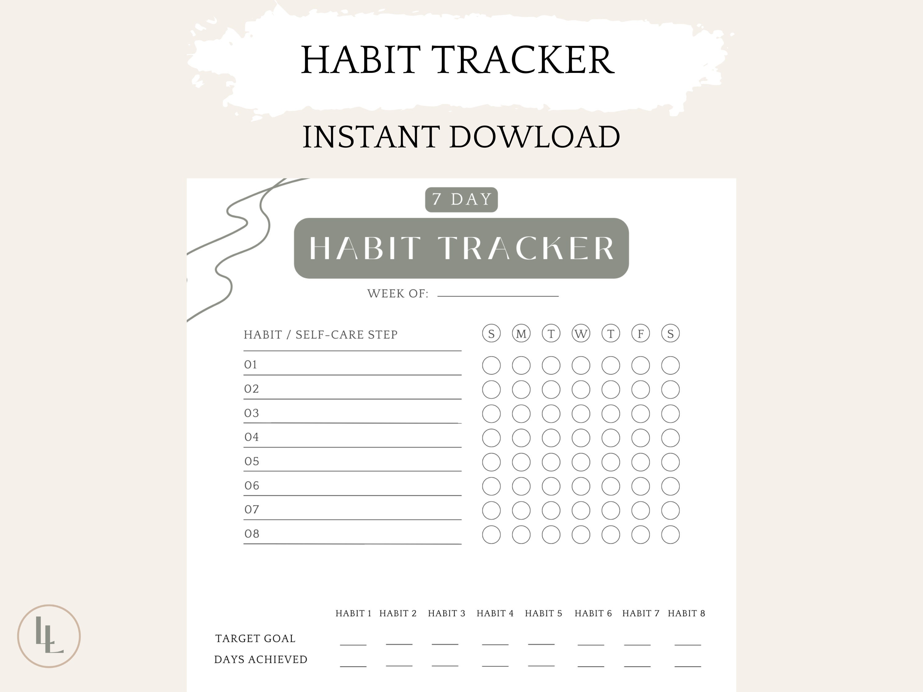 Habit Tracker Printable Template, Habit Tracker Editable Download ...