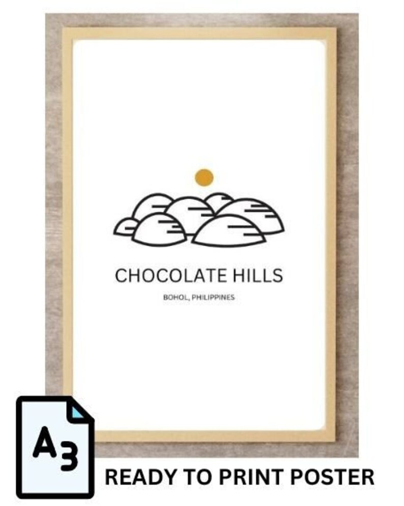 Chocolate Hills Bohol Philippines Poster Printable A3 Elegant ...