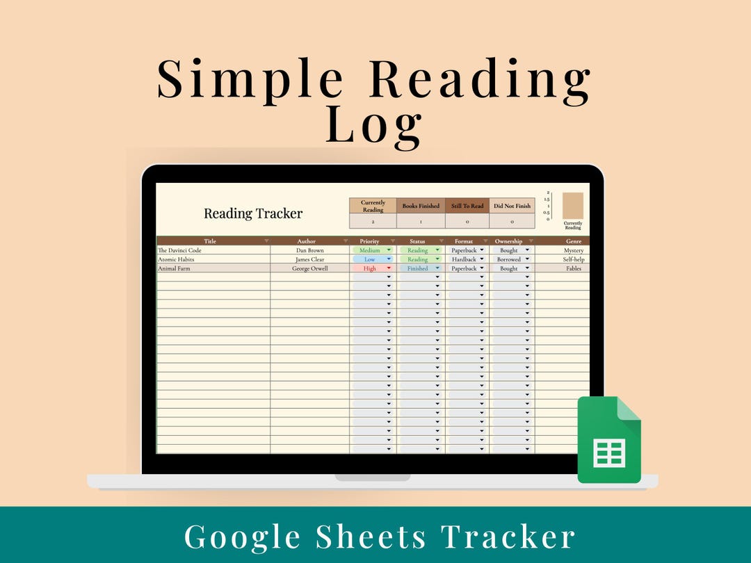 Simple Reading Tracker Google Sheets Book Tracker Spreadsheet for Avid ...