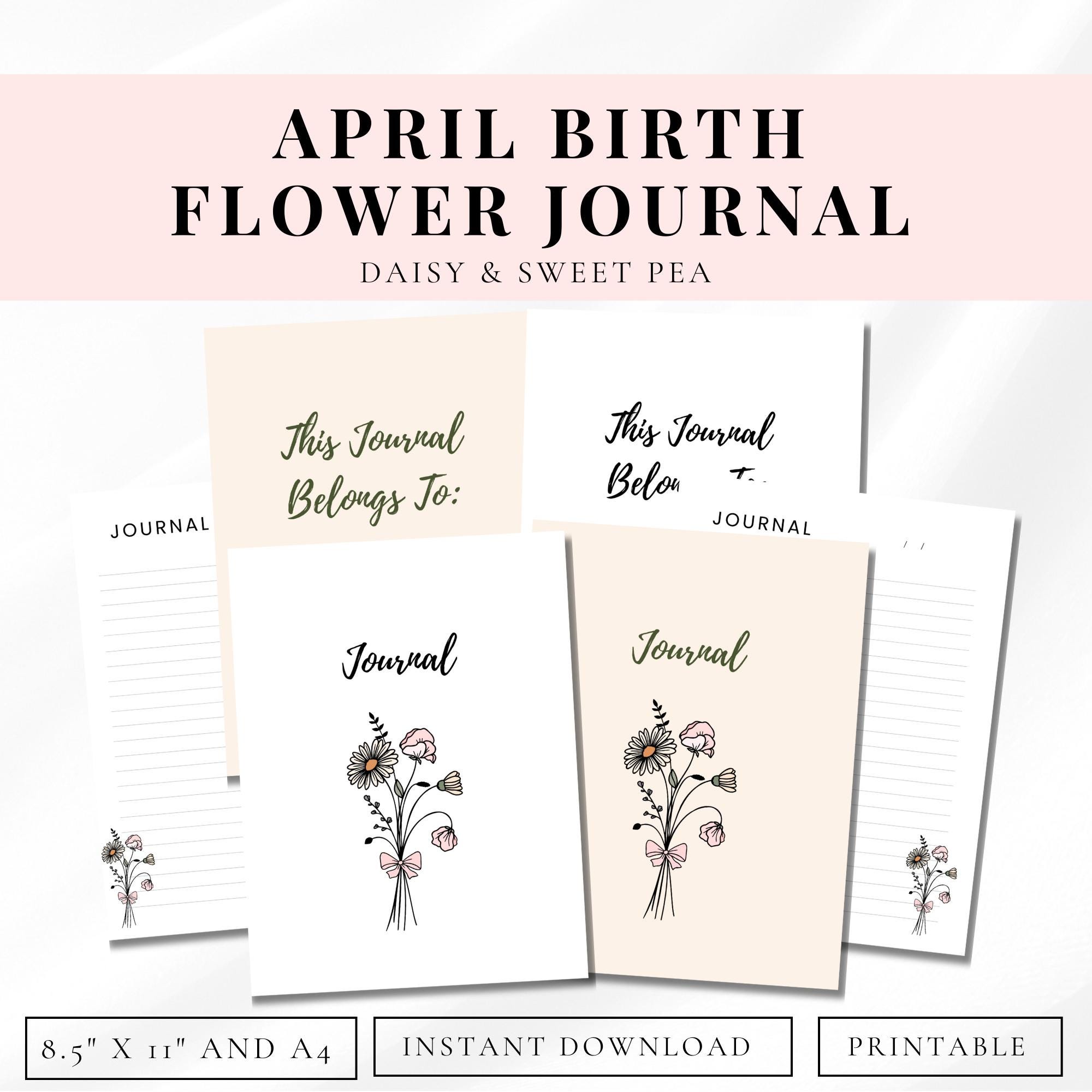 April Birth Flower Printable Journal Daisy & Sweet Pea Cover Spring ...