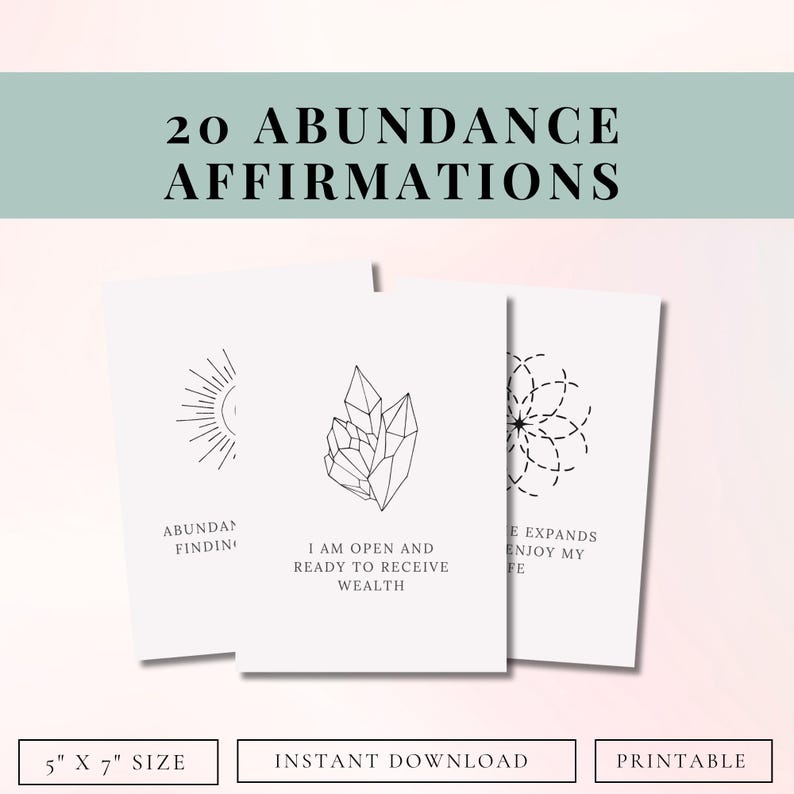 20 Celestial Abundance Affirmation Cards – Printable Money ...