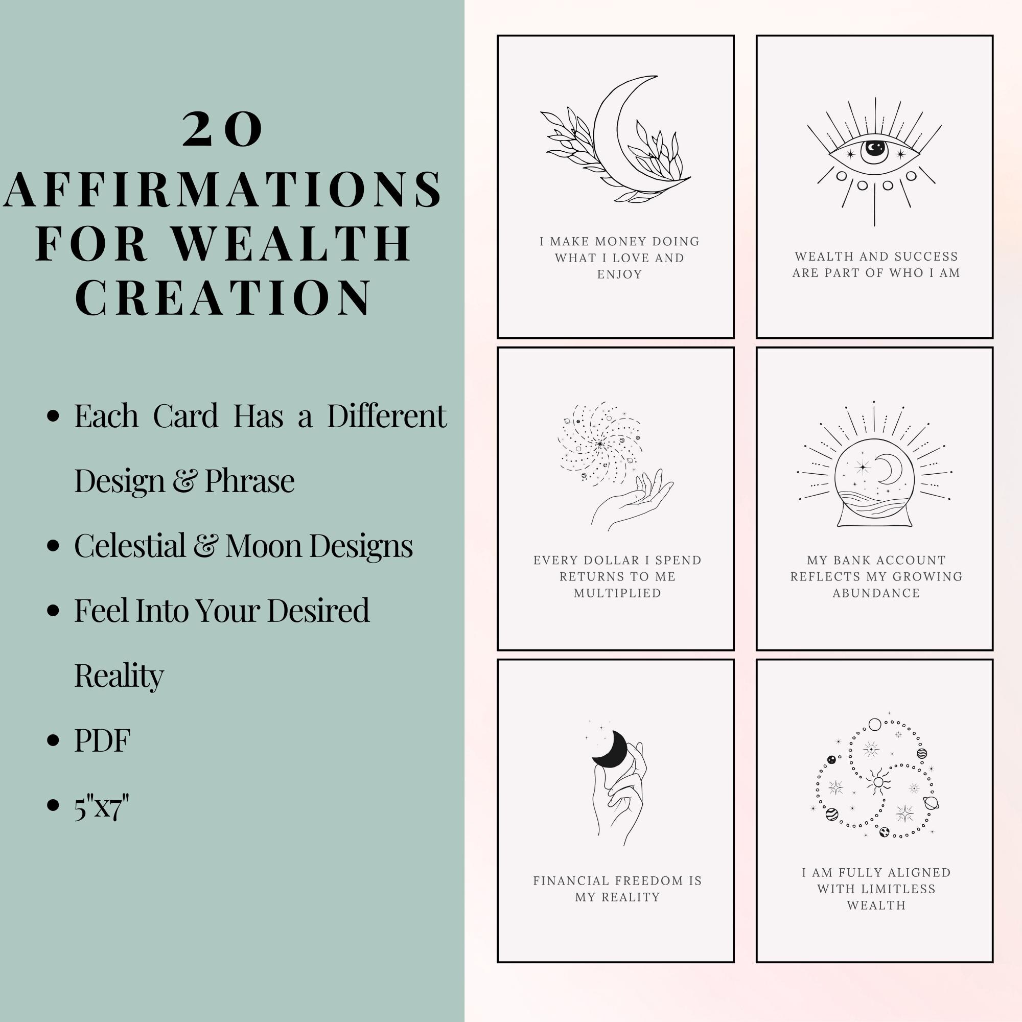 20 Celestial Abundance Affirmation Cards – Printable Money ...